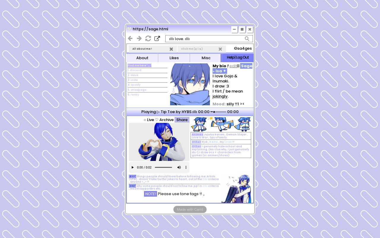 ⋮ Sage's carrd ⸝⸝